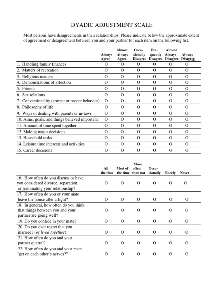 Relationship Satisfaction Survey | PDF | Human Nature | Psychological ...