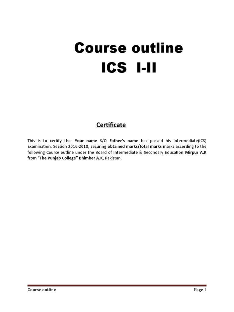 Course Outline (ICS I-II) | Download Free PDF | Trigonometric Functions ...