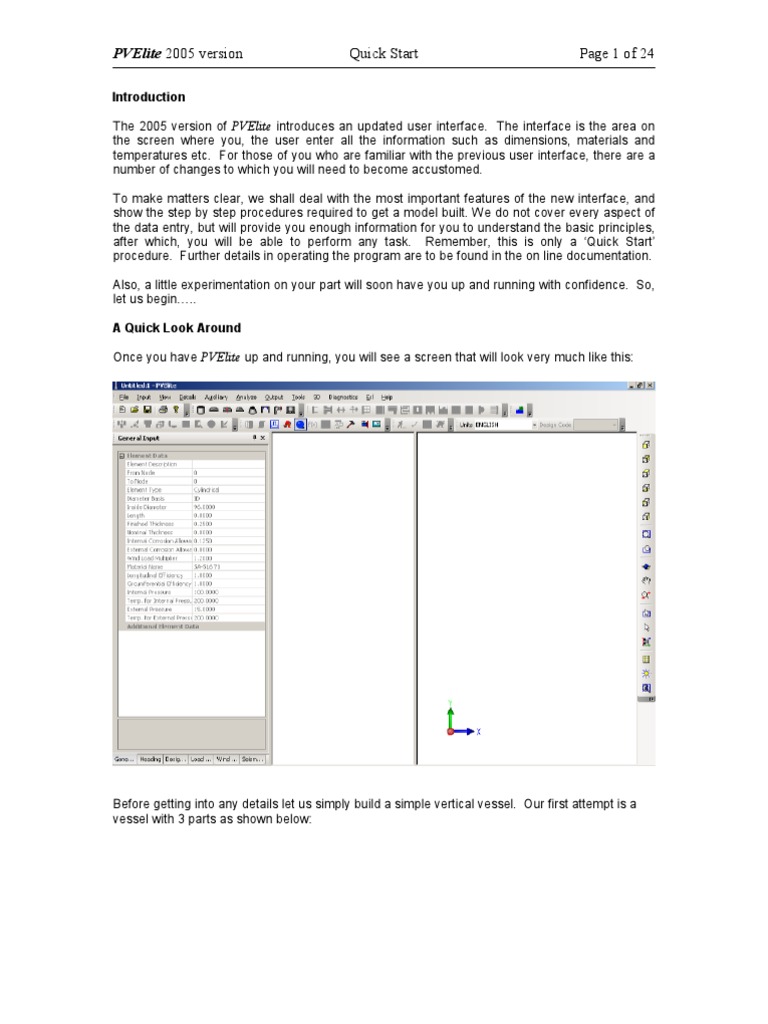 Tutorial PV Elite 2005 | PDF | Microsoft Word | Stress (Mechanics)