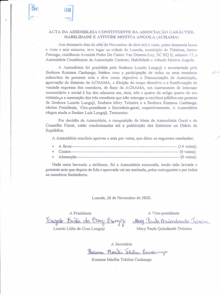 Acta Da Assembleia Constituinte | PDF