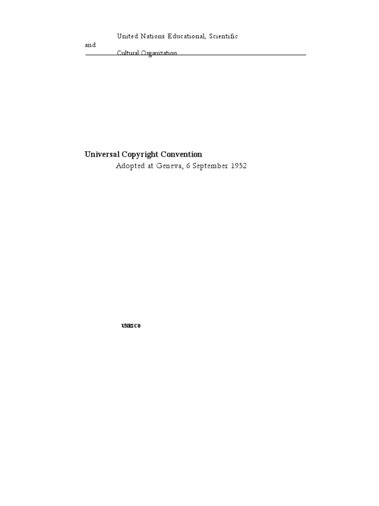 UNESCO - 1952 - Universal Copyright Convention | PDF | Copyright | License