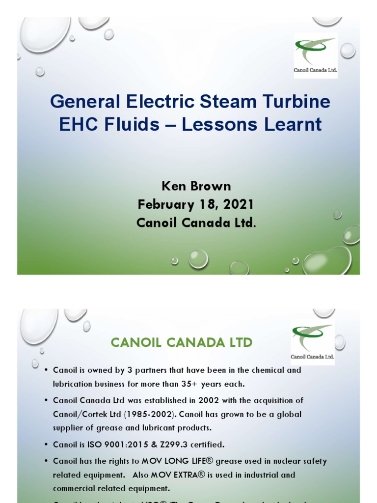 General Electric Steam Turbine EHC Fluids Lessons Learnt | PDF ...