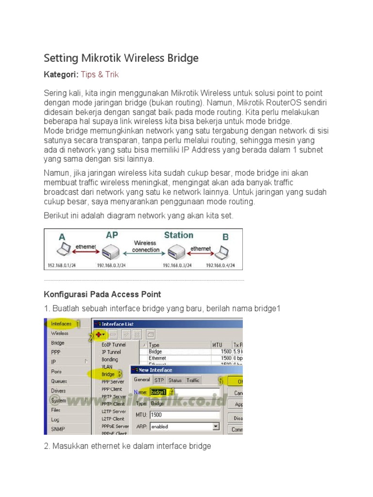 Setting Mikrotik Wireless Bridge | PDF