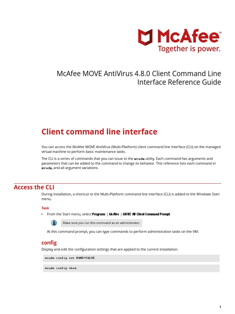 McAfee MOVE AntiVirus 4.8.0 Client Command Line Interface Reference ...