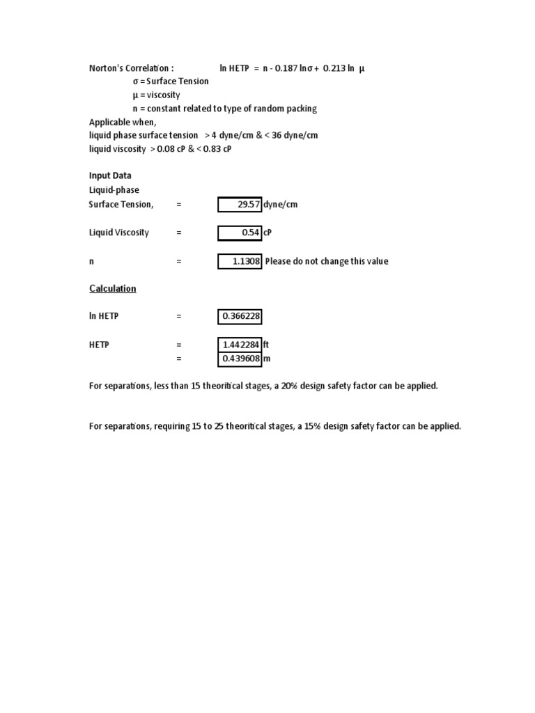 HETP Calculation and Correlation Guide | PDF | Teaching Methods & Materials