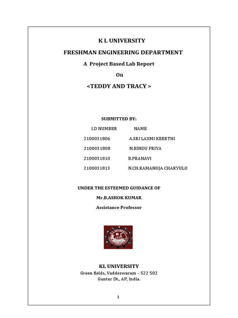 K L University Freshman Engineering Department: A Project Based Lab ...