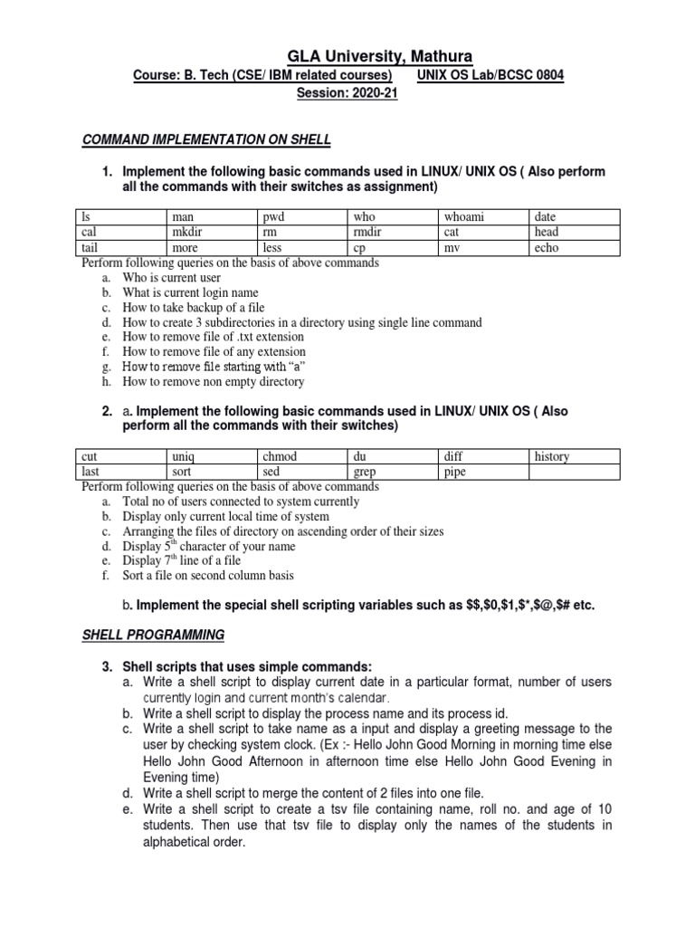 UNIX - List of Practical | PDF | String (Computer Science) | Computer File