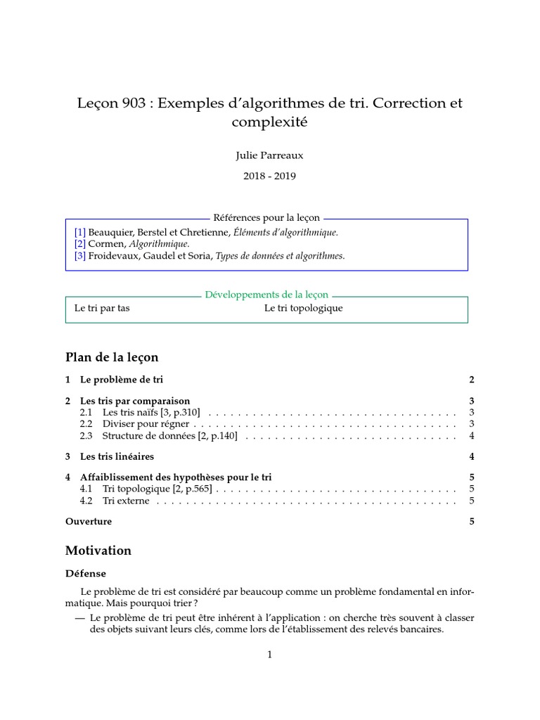 Tri Topologique : Algorithmes et Complexité | PDF | Informatique ...