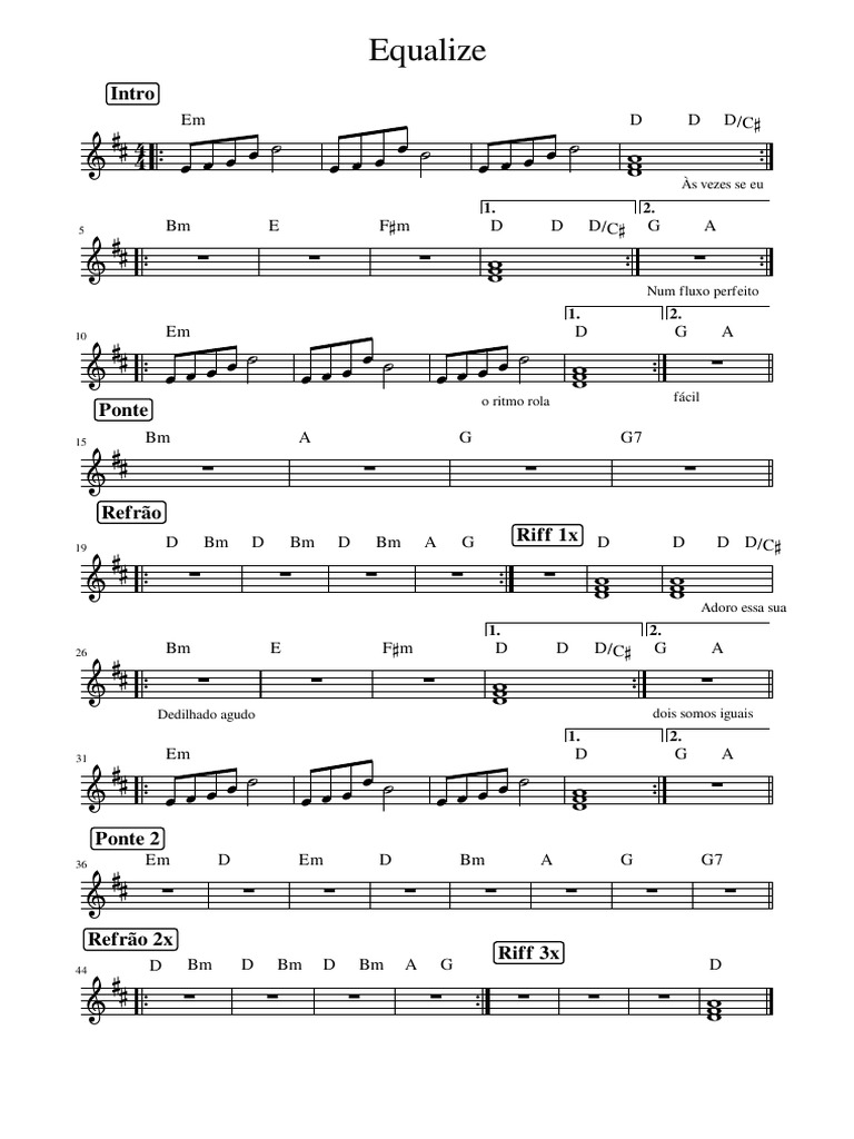 Equalize - Pitty | PDF | Notas musicais | Escalas musicais