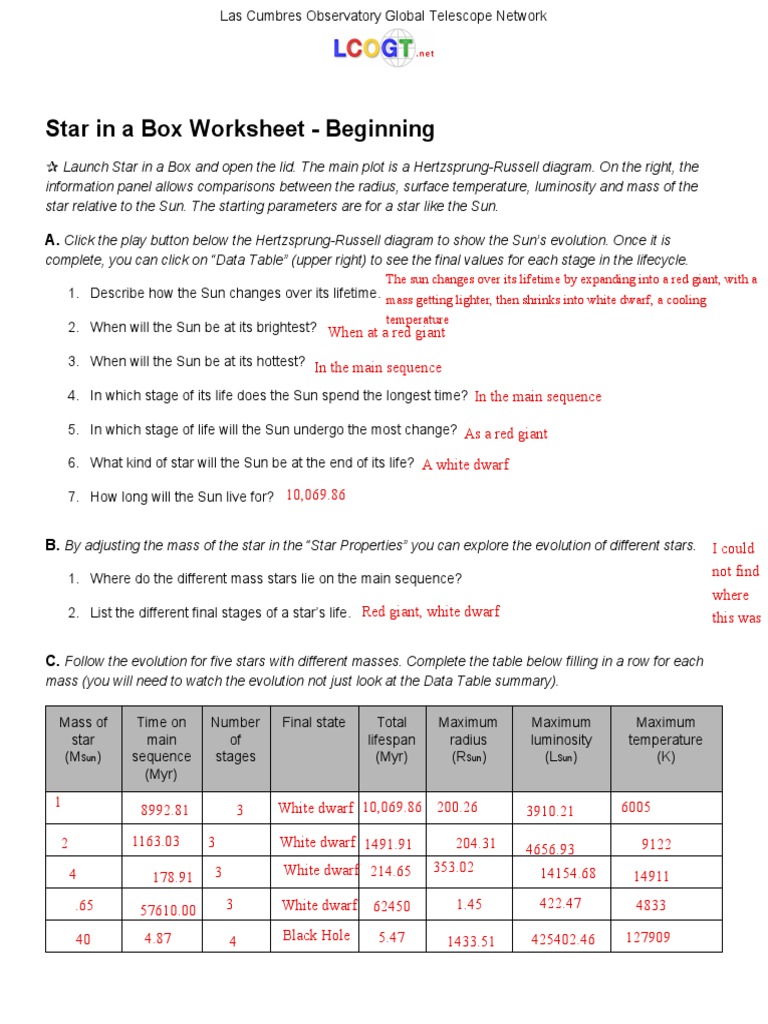 Star in A Box Worksheet - Beginning | PDF | Stars | Sun