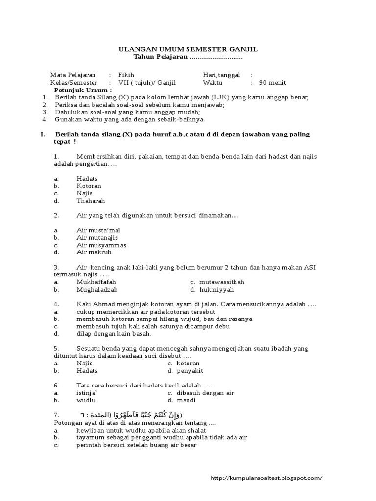 Ulangan Umum Semester Ganjil Tahun Pelajaran ........................... | PDF
