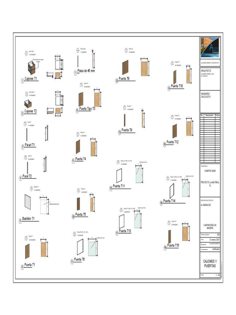 Plano Arquitectonico Muebles - Plano - CAJONES Y PUERTAS - CARPINTERÍA ...
