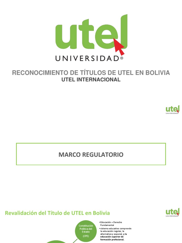 Reconocimiento de Títulos de UTEL en Bolivia | PDF | Bolivia | Educación más alta