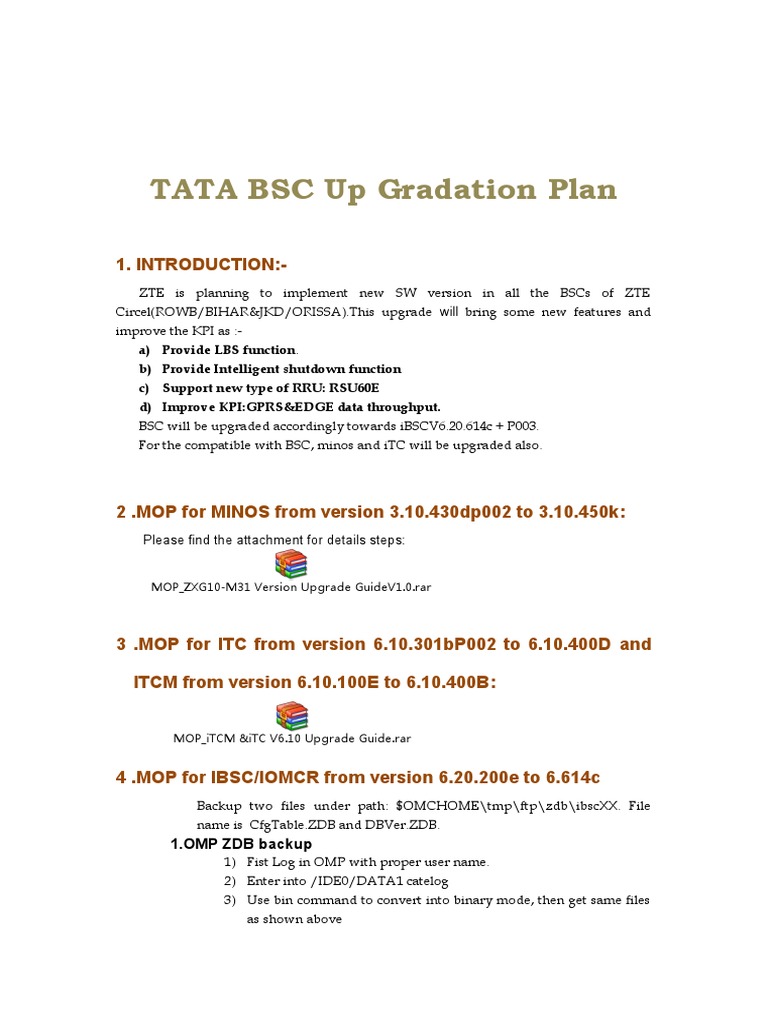 Upgrading the TATA BSC Network: A Guide to the ZTE BSC Software Upgrade ...