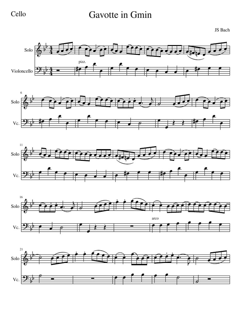 Gavotte - in - Gmin Score-Cello | PDF | Baroque Music | String Instruments