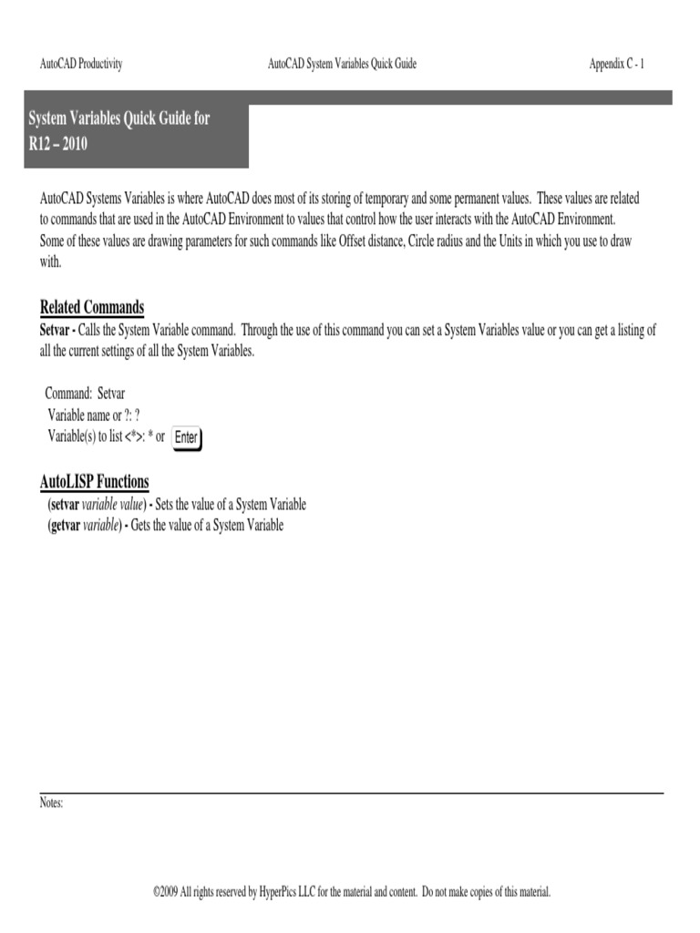 AutoCAD 2010 System Variables - Quick Guide | PDF | Apple Inc. Software ...
