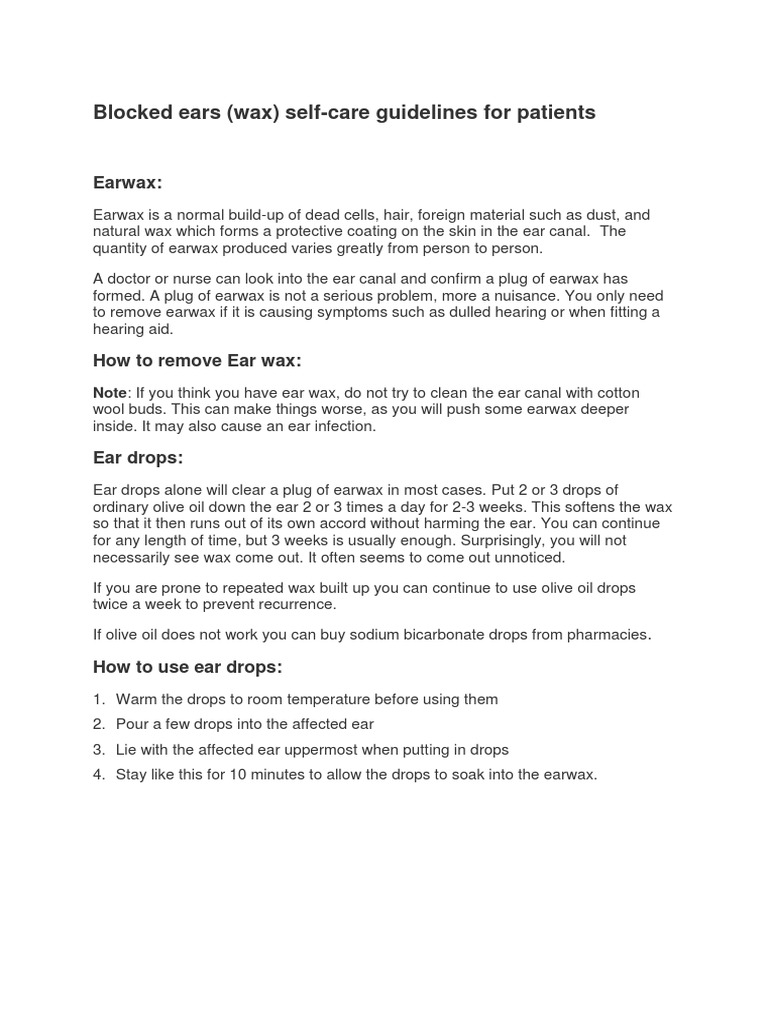 Earwax Removal Self-Care Guide | PDF | Medical Specialties | Clinical ...