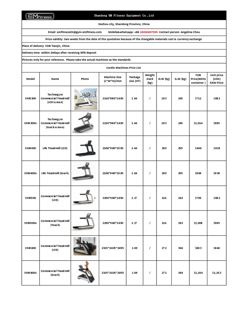 Gym Equipment Price List and Details | PDF | Weight Training | Human ...