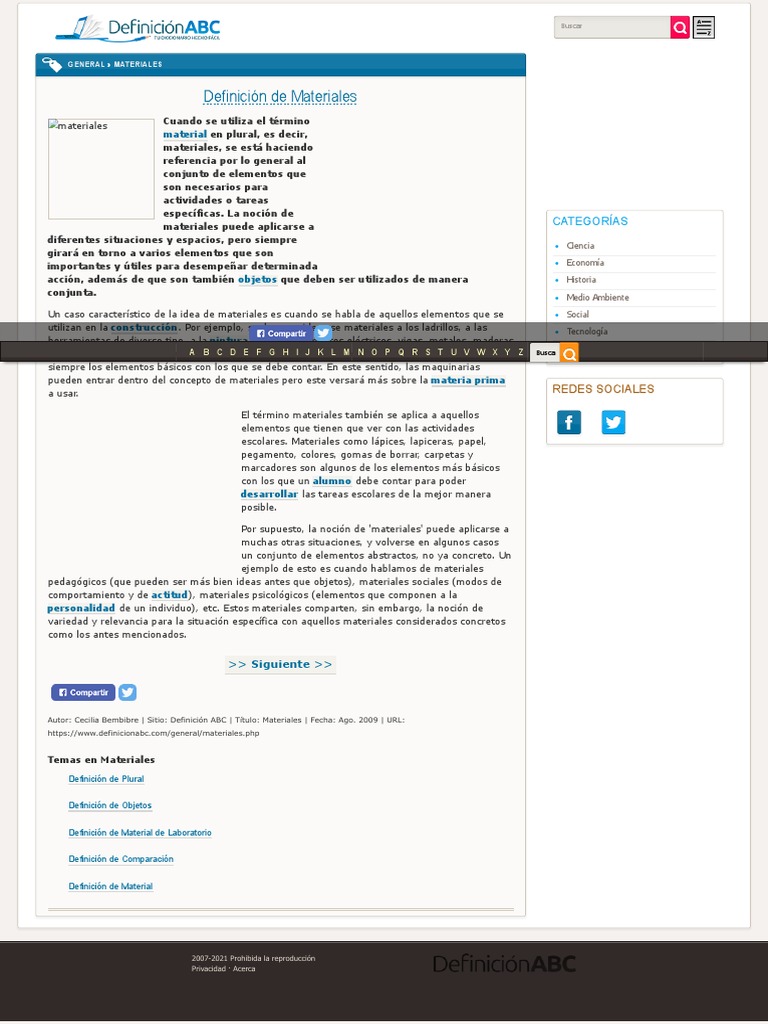Definición de Materiales Concepto en Definición ABC | PDF | Cognición