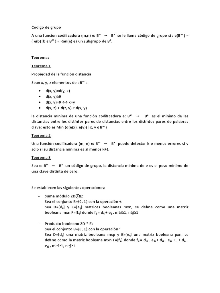 Código de Grupo | PDF | Matriz (Matemáticas) | Objetos matemáticos