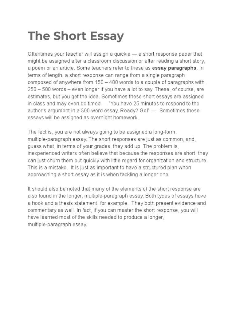 The Short Essay Form | PDF | Essays | First Amendment To The United ...