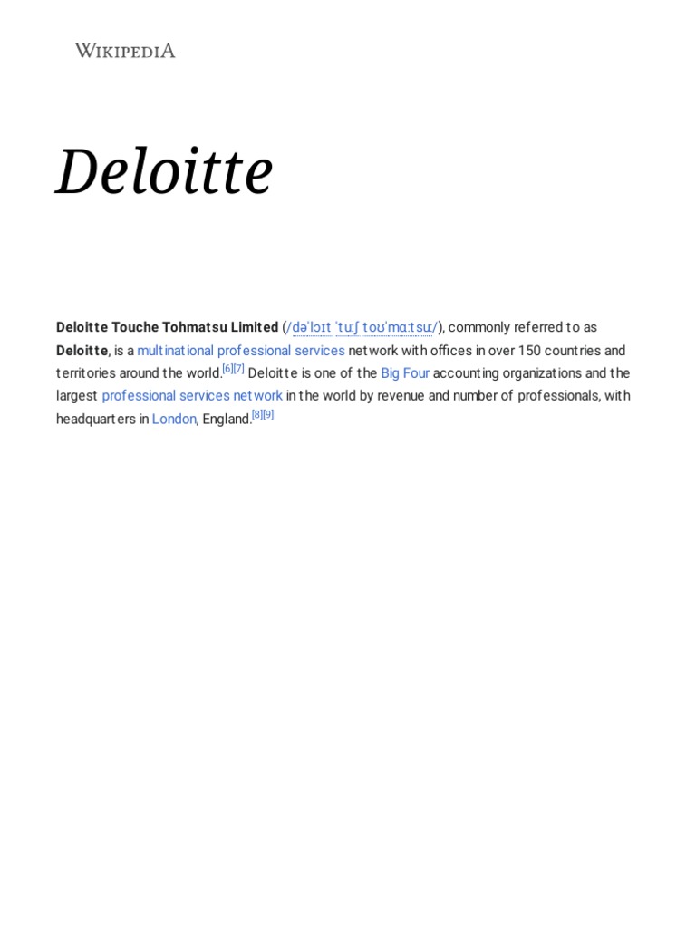 Deloitte | PDF | Companies | Pricewaterhouse Coopers