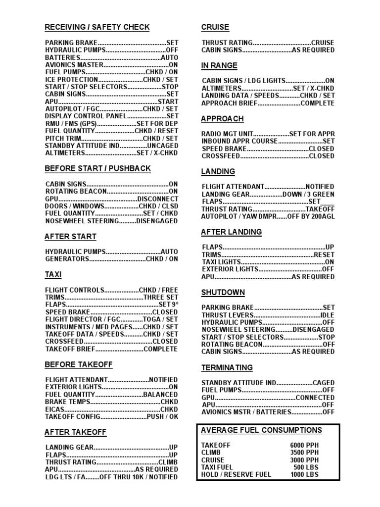 ERJ Checklist Procedures | PDF | Takeoff | Transport