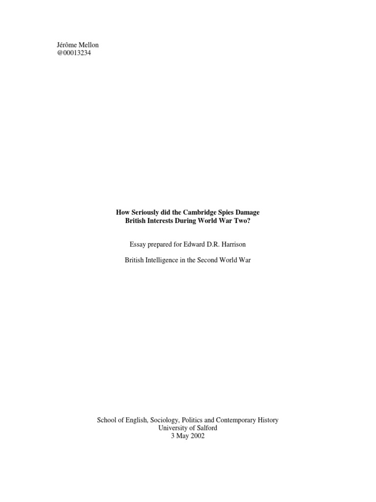 Cambridge | PDF | Mi5 | Secret Intelligence Service