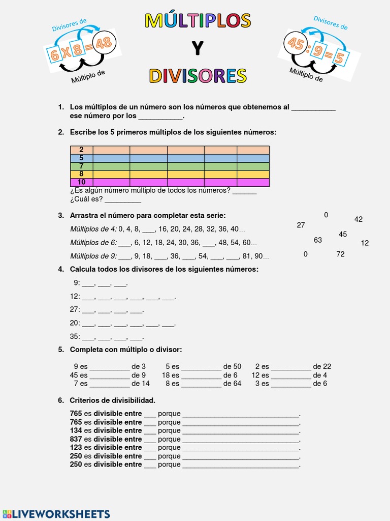 Actividades de Múltiplos y Divisores | PDF
