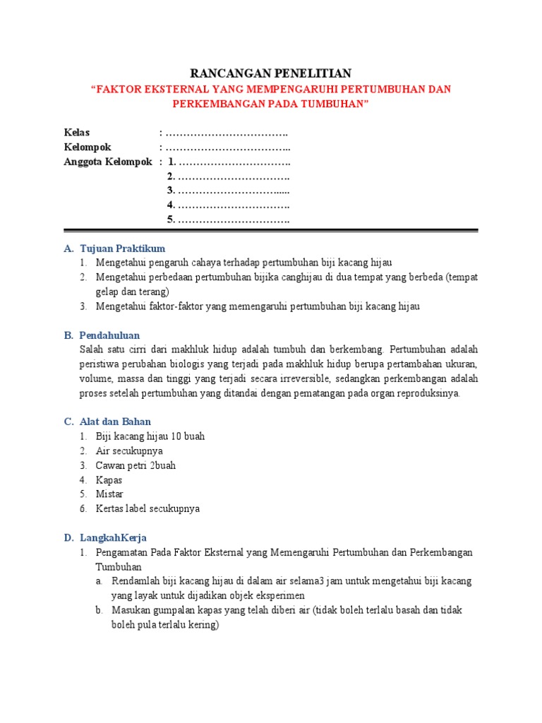Contoh Rancangan Penelitian | PDF