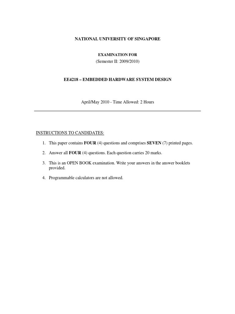 Embedded Systems Exam Guide | PDF | Vhdl | Computer Engineering