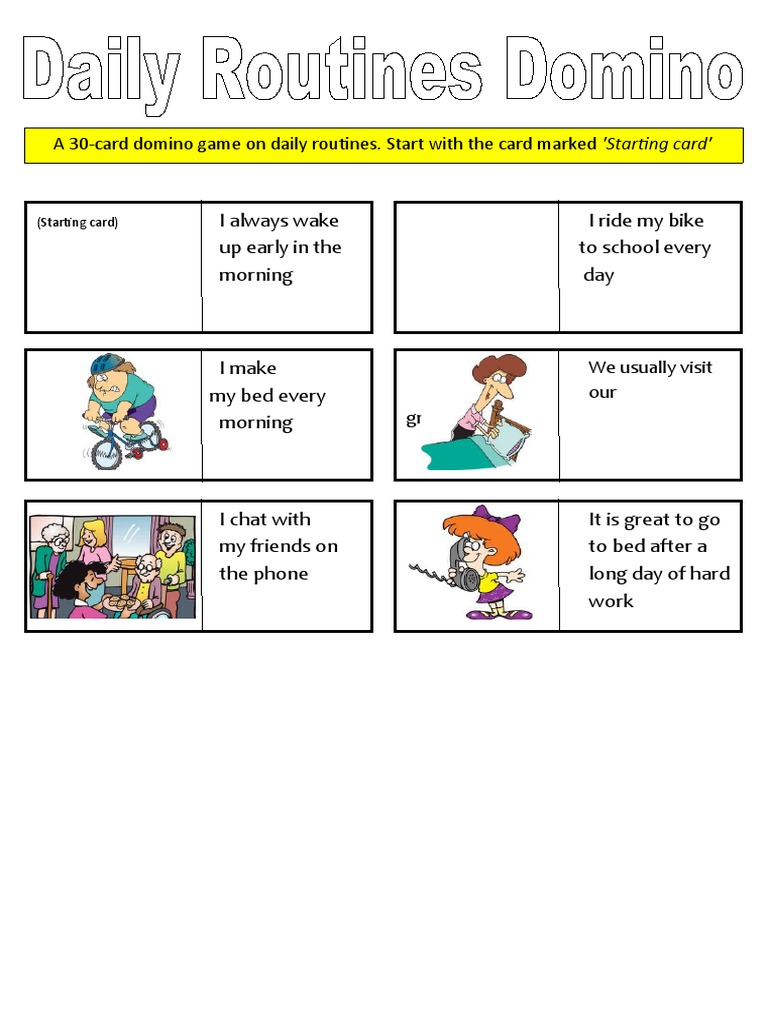 Daily Routines Domino 30 Cards Fun Activities Games Games Icebreakers ...