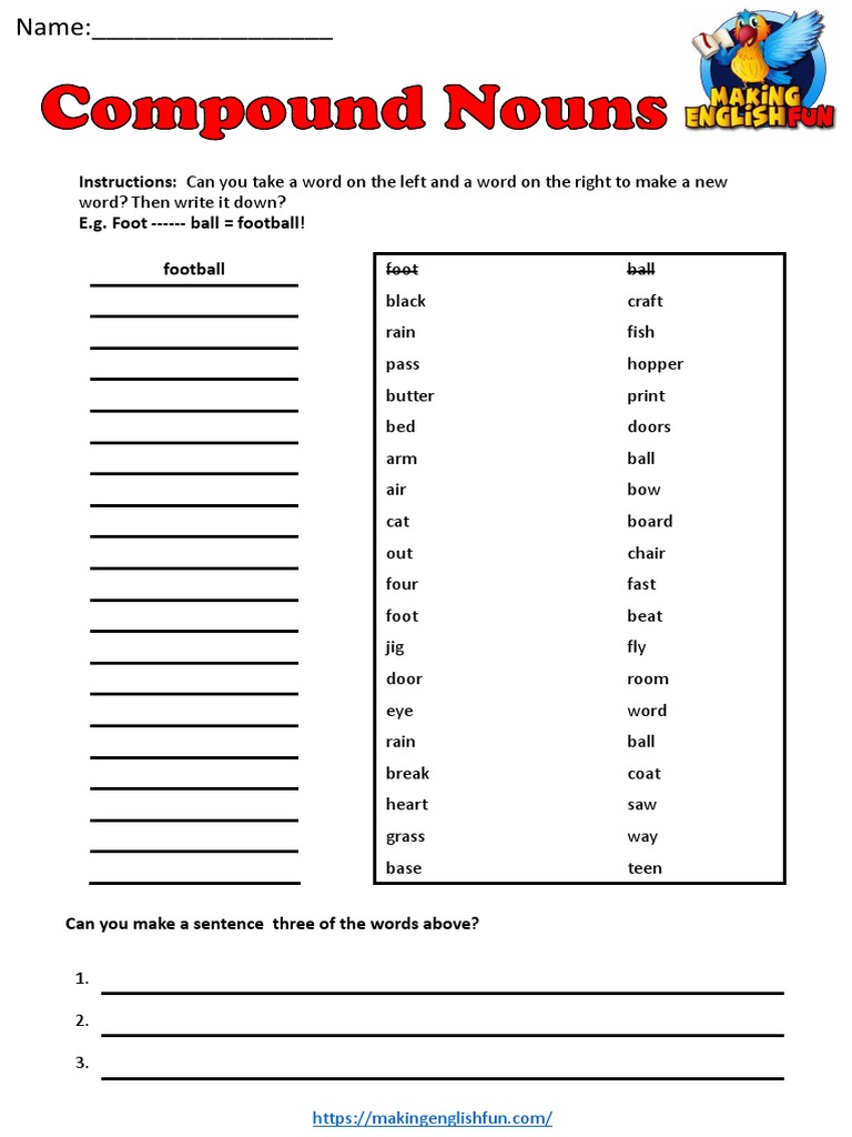 Compound Nouns Worksheet Activities | PDF | Morphology | Human ...