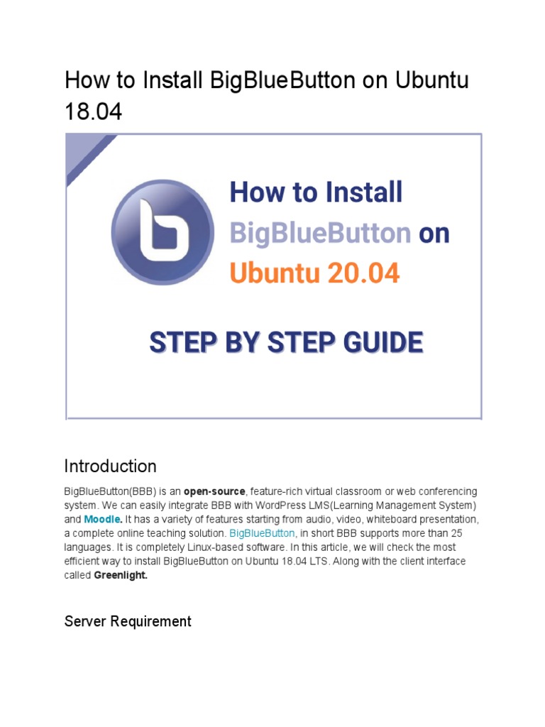Install BigBlueButton On Ubuntu 18 | PDF | Linux | Software Engineering