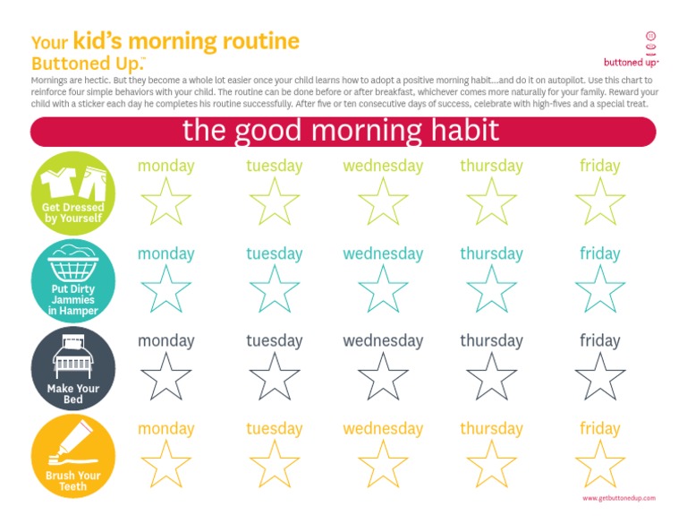 Free Printable Kids Morning Routine Chart1 | PDF