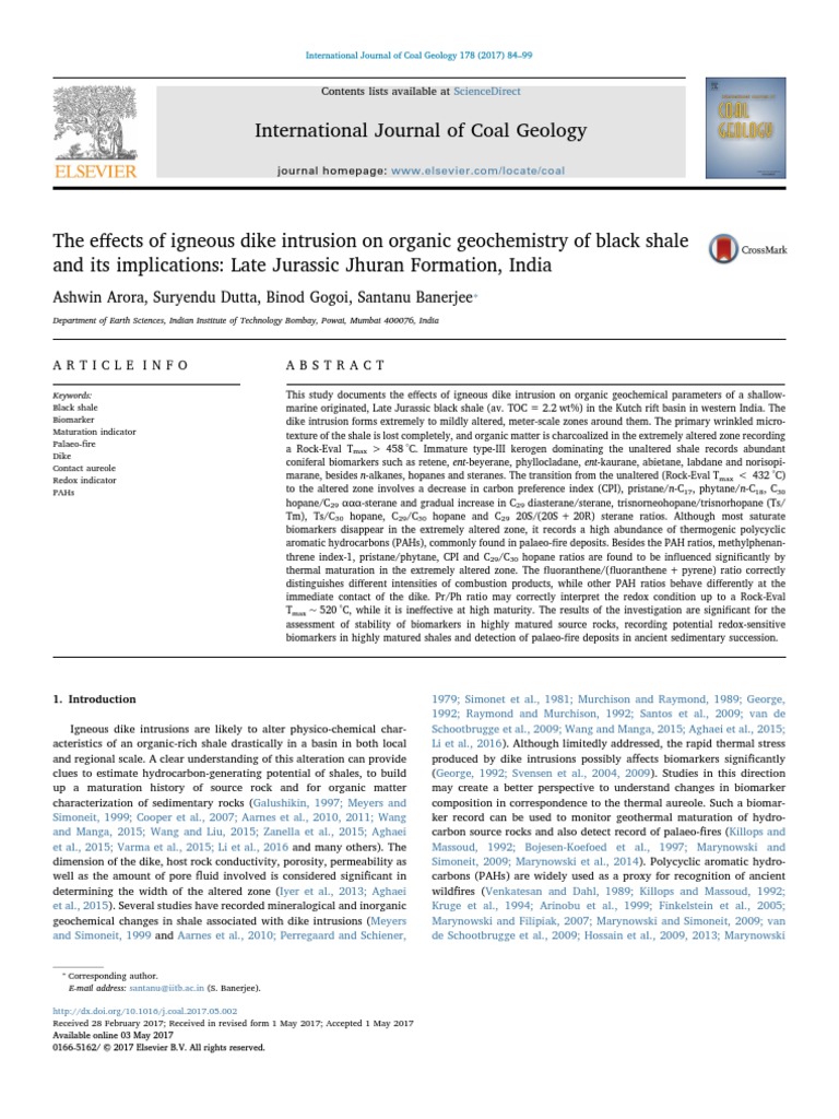 The Effects of Igneous Dike Intrusion On Organic Geochemistry of Black ...