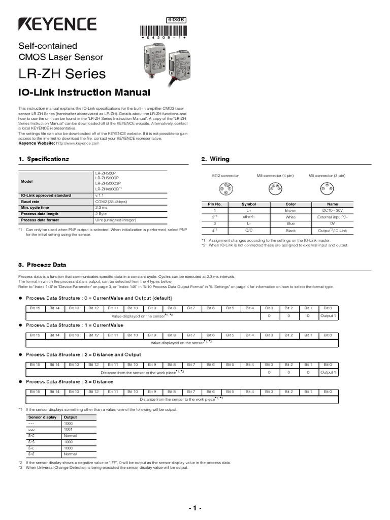 LR-ZH Series: IO-Link Instruction Manual | PDF | Bit | String (Computer Science)