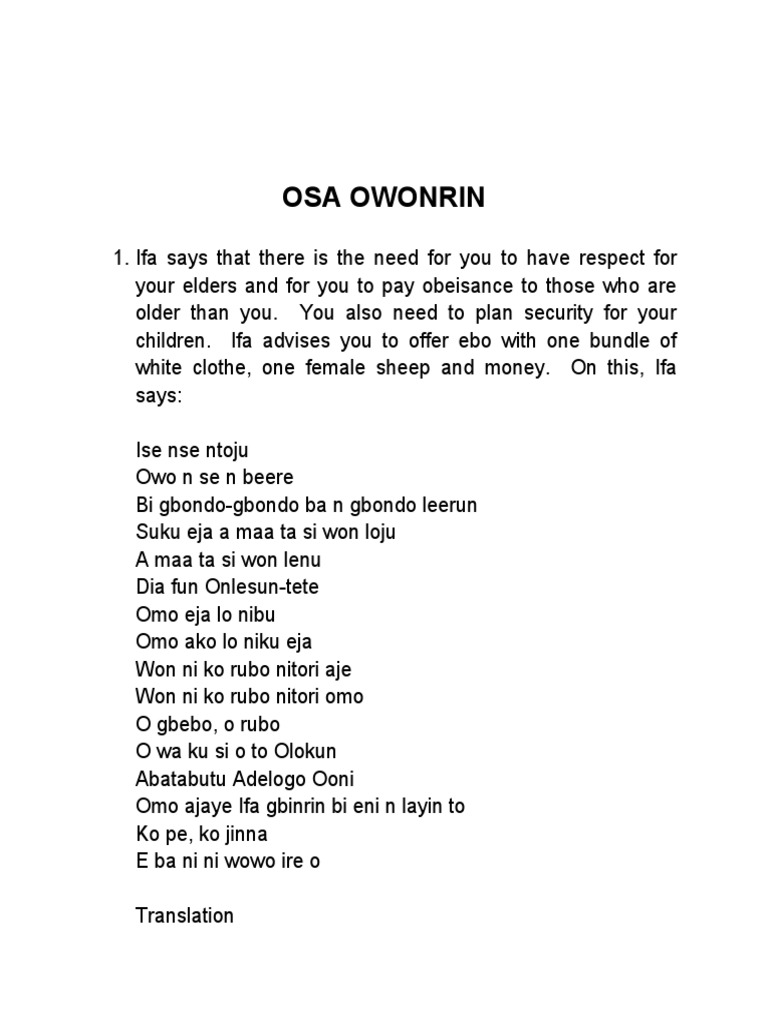 Osa Owonrin | PDF | Santería