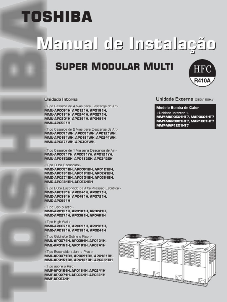 Manual de Instalação SMMS Toshiba | PDF | Ar condicionado | Pressão