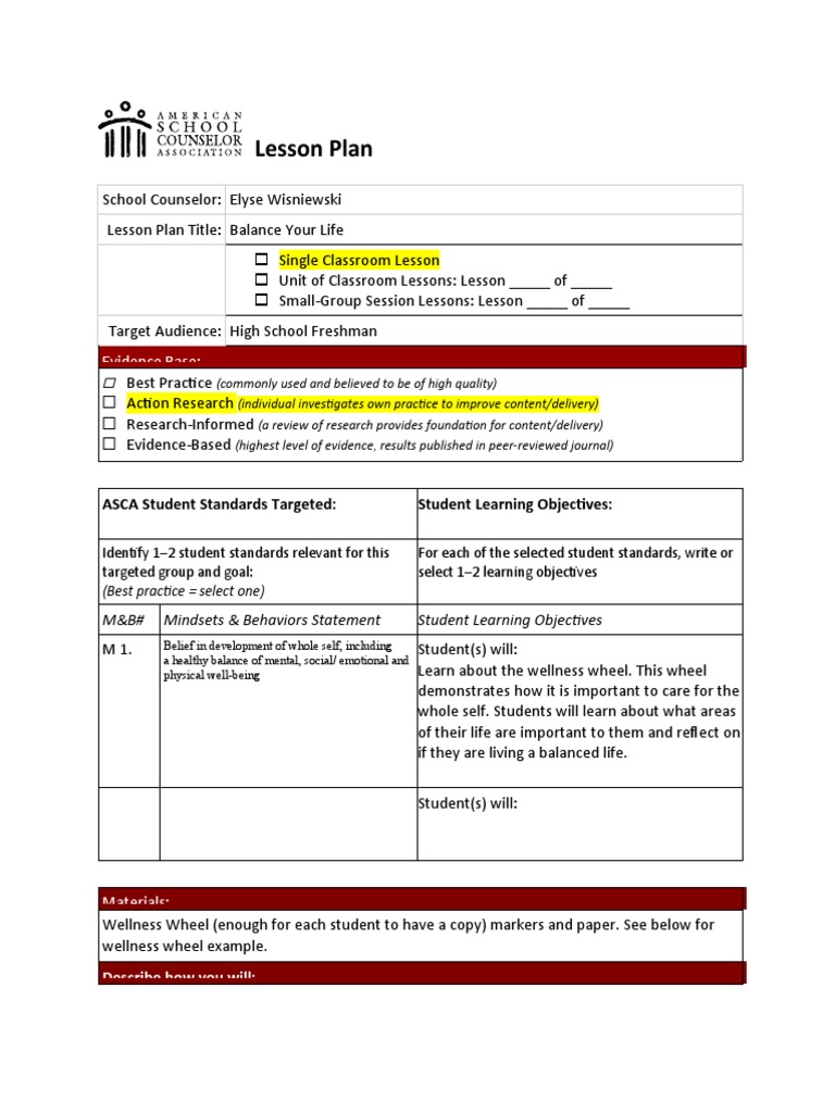 Social Emotional Lesson Plan | PDF | School Counselor | Lesson Plan