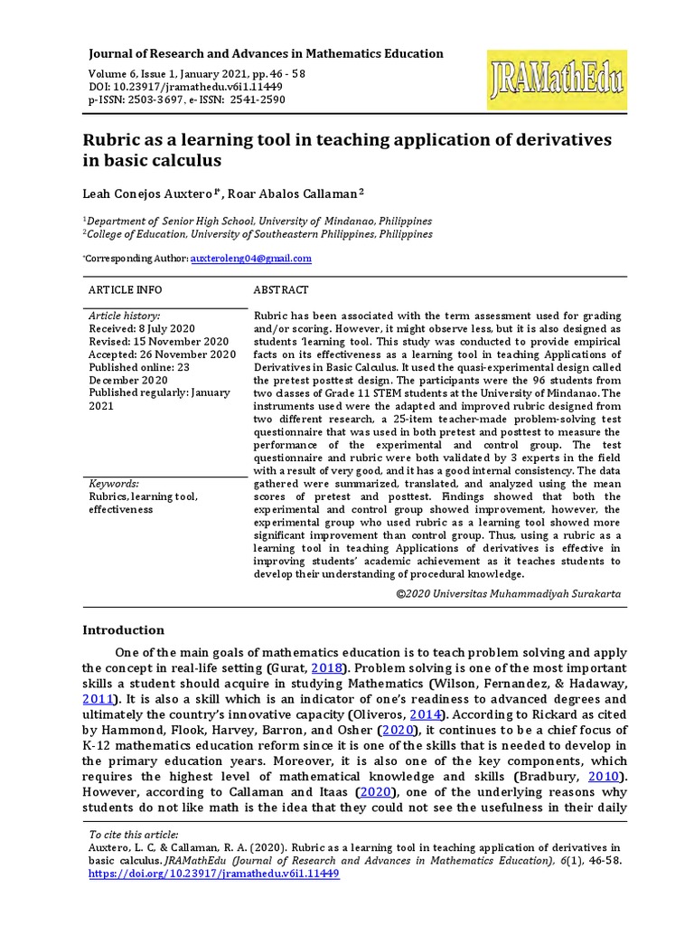 Learning Tools in Basic Calculus | PDF | Constructivism (Philosophy Of ...