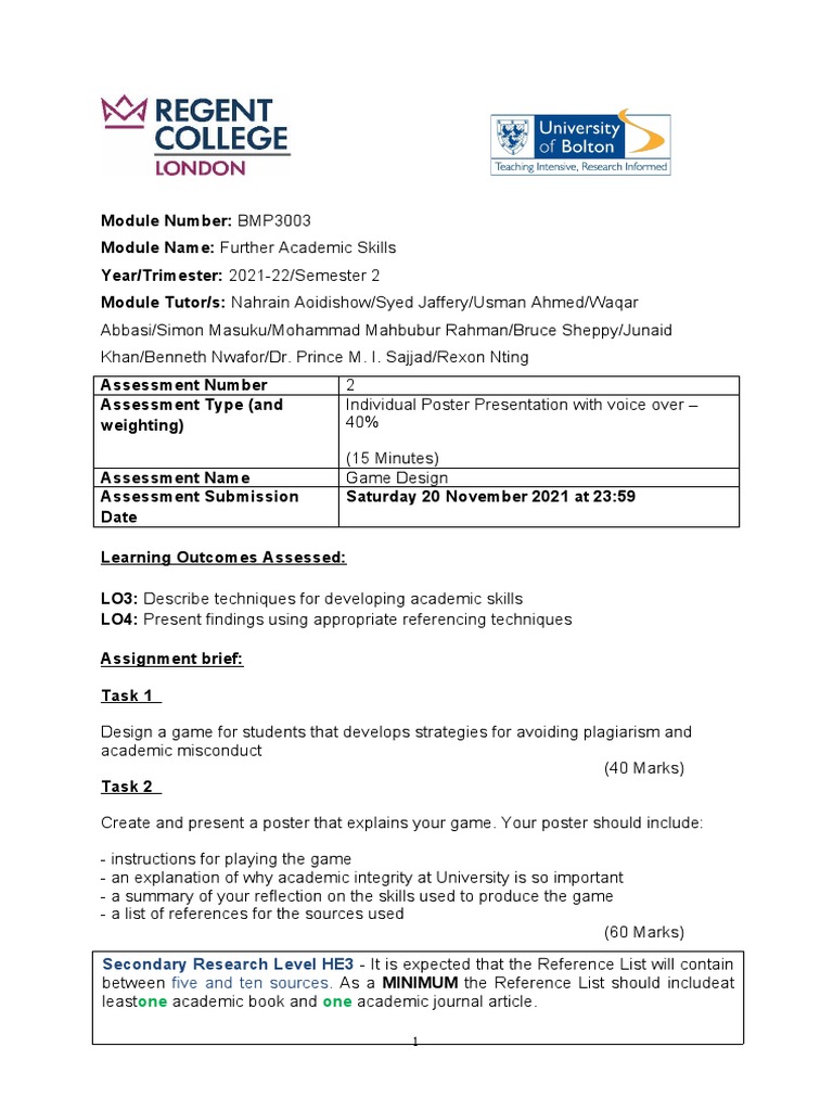 BMP3003 FAS - Assessment 2 Brief-Alt | PDF | Theory | Argument