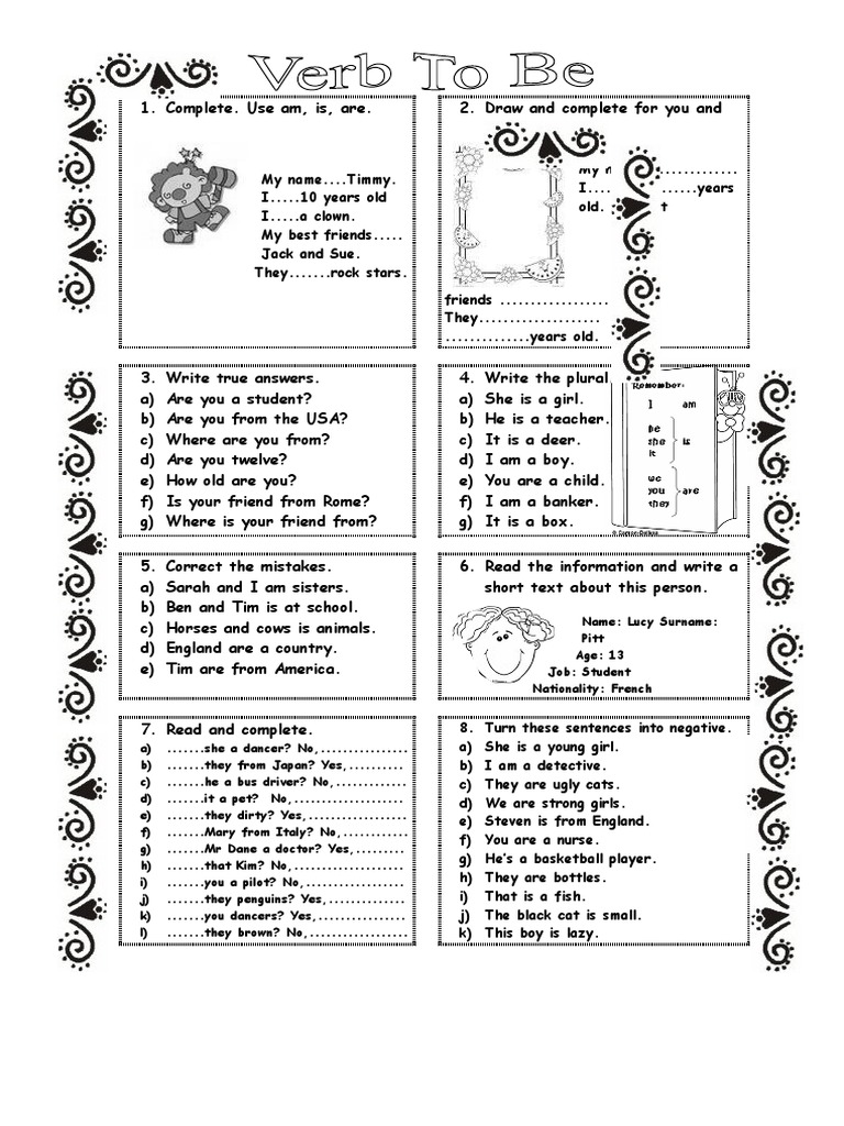 Verb To Be Practice Fun Activities Games 415 | PDF | Linguistics ...