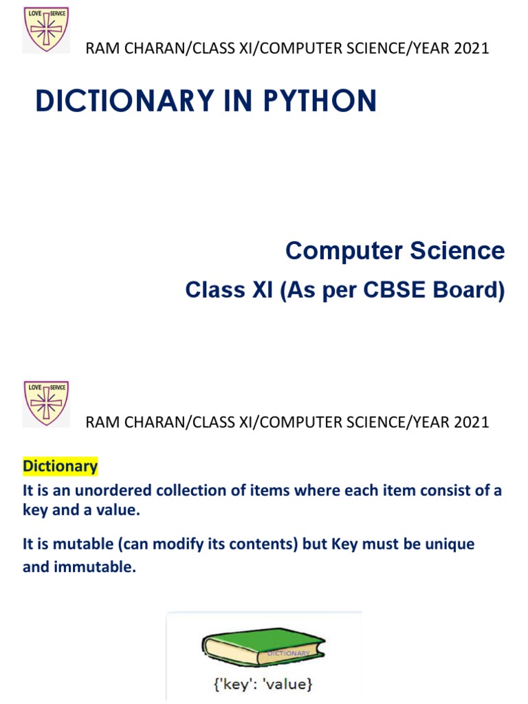 Class 11 Cs Dictionary | PDF | Computer Engineering | Programming Paradigms