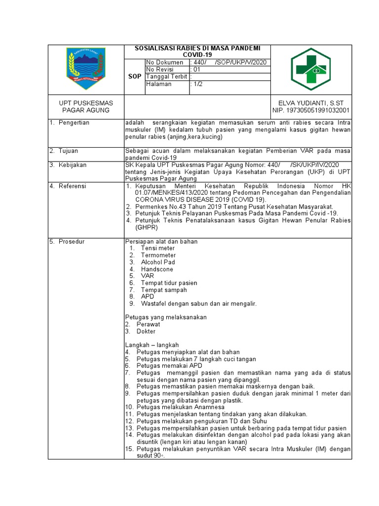 Sop Penyuluhan Rabies | PDF