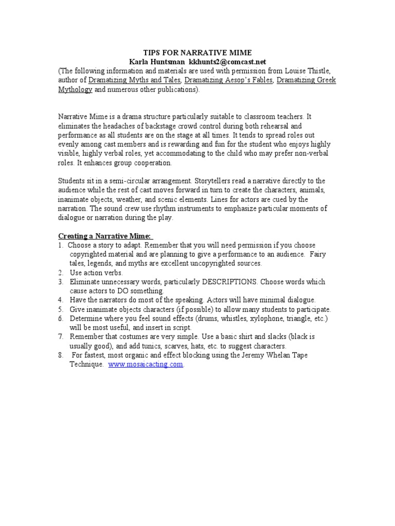 Tips For Narrative Mime | PDF | Narrative