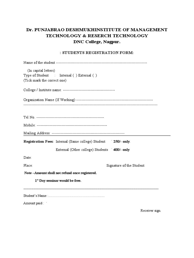 Seminar Registration Form | PDF | Computers | Technology & Engineering