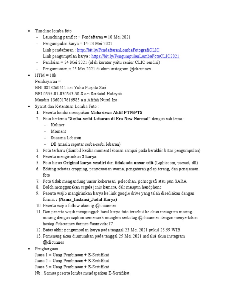 Timeline Lomba Foto Fixxxxx | PDF