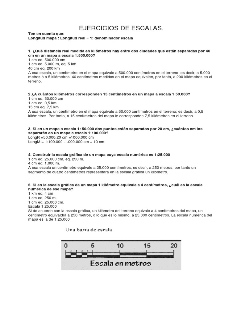 Ejercicios Mapas y Escalas | PDF