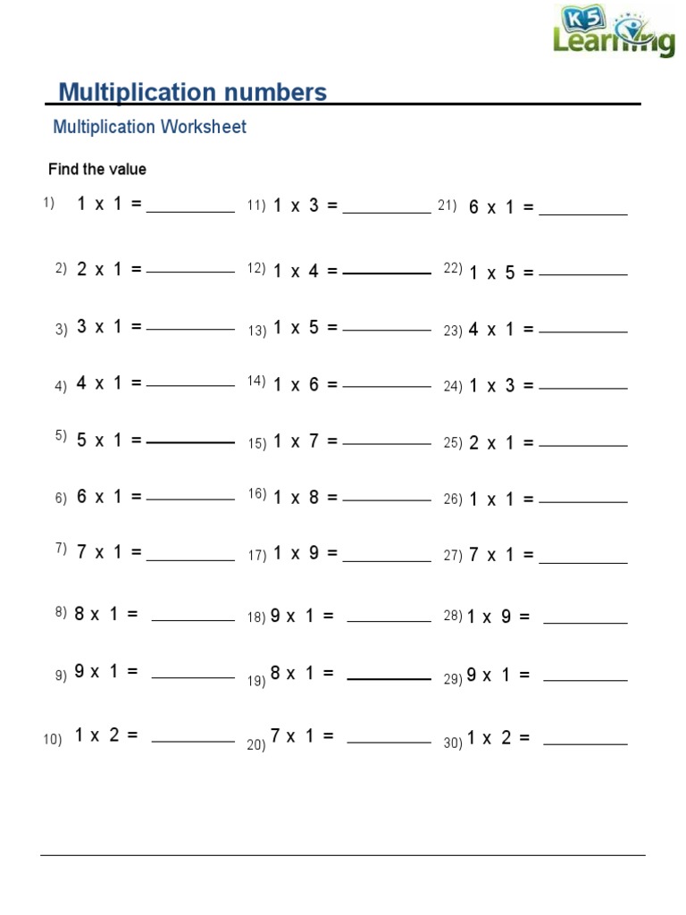 Multiplication 1 9 | PDF